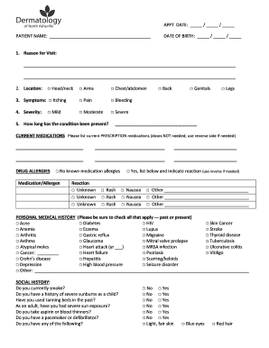 Fillable Online Appt date: / / patient name - Dermatology of ... Fax ...