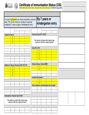 Fillable Online doh wa Certificate of Immunization Status form - Child ...