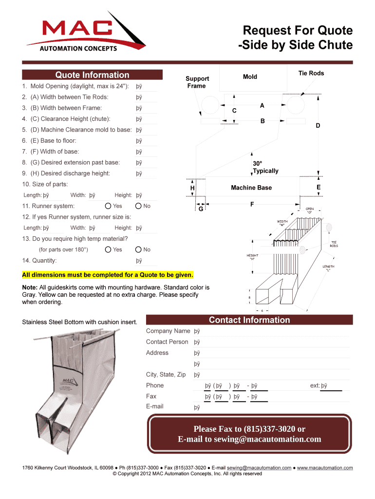 Fillable Online Request For Quote -Side by Side Chute - MAC Automation ...