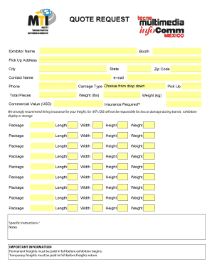 Fillable Online QUOTE REQUEST - Latin Press Fax Email Print - pdfFiller