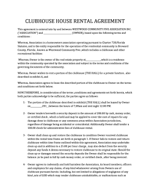 Fillable Online CLUBHOUSE HOUSE RENTAL AGREEMENT - bwestwoodfivebbcomb ...