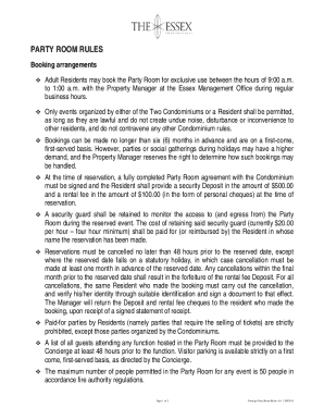 Fillable Online Party Room Rules prcis from TSCC1577 shared facilities ...