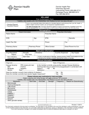 Fillable Online premierhealthplan XELJANZ Prior Authorization Form ...