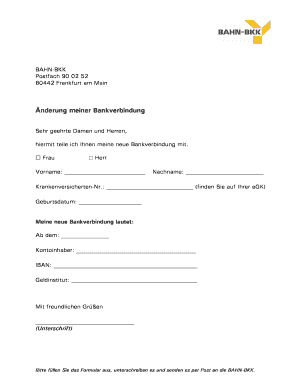 Ausfüllbar Online bahn-bkk Nderung meiner Bankverbindung - bahn-bkkde ...
