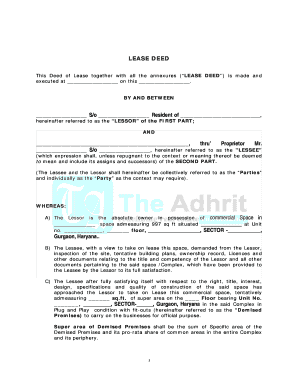 Fillable Online Lease Deed -Residential Fax Email Print - pdfFiller