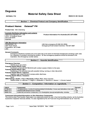 Fillable Online Degussa Material Safety Data Sheet - Packaging Plus ...