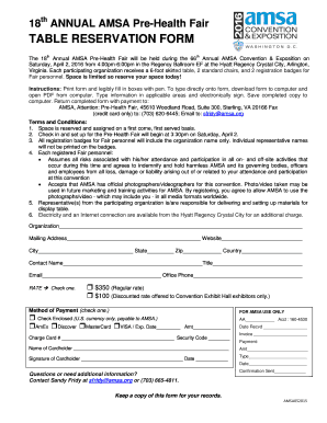 Fillable Online amsaconvention Table reservation bformb - AMSA Annual ...