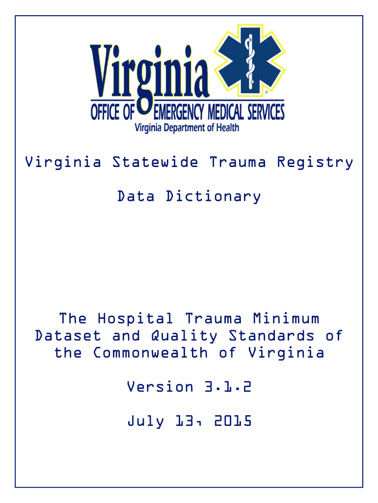 Fillable Online Virginia Statewide Trauma Registry Data Dictionary ...