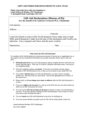 Fillable Online standrews-chesterton Gift Aid Declaration: Diocese of ...