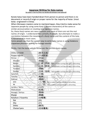 Fillable Online Japanese Writing for Kata names Fax Email Print - pdfFiller