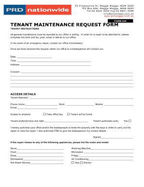 Fillable Online TENANT MAINTENANCE REQUEST bFORMb Fax Email Print ...