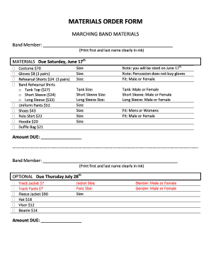 Fillable Online warrenband MATERIALS ORDER FORM - warrenbandnet Fax ...