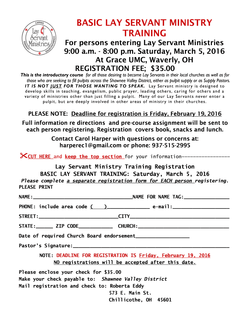 Fillable Online shawneevalleydistrict BASIC LAY SERVANT MINISTRY ...