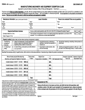 Fillable Online MANUFACTURING MACHINERY AND EQUIPMENT EXEMPTION CLAIM ...