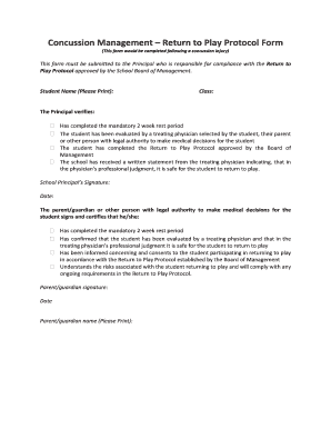 Fillable Online scoilmhuirecork Concussion Management Return to Play ...