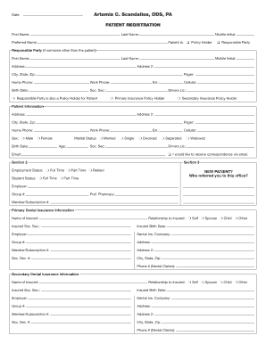 Fillable Online New Patient Registration - Artemis Christina Scandalios ...