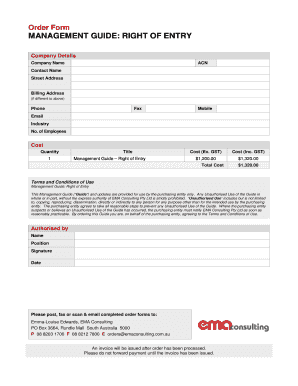 Fillable Online Management Guide Right of Entry Order Form Fax Email ...