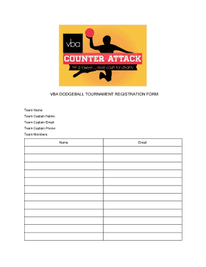 Fillable Online vancouverbar VBA DODGEBALL TOURNAMENT REGISTRATION FORM ...