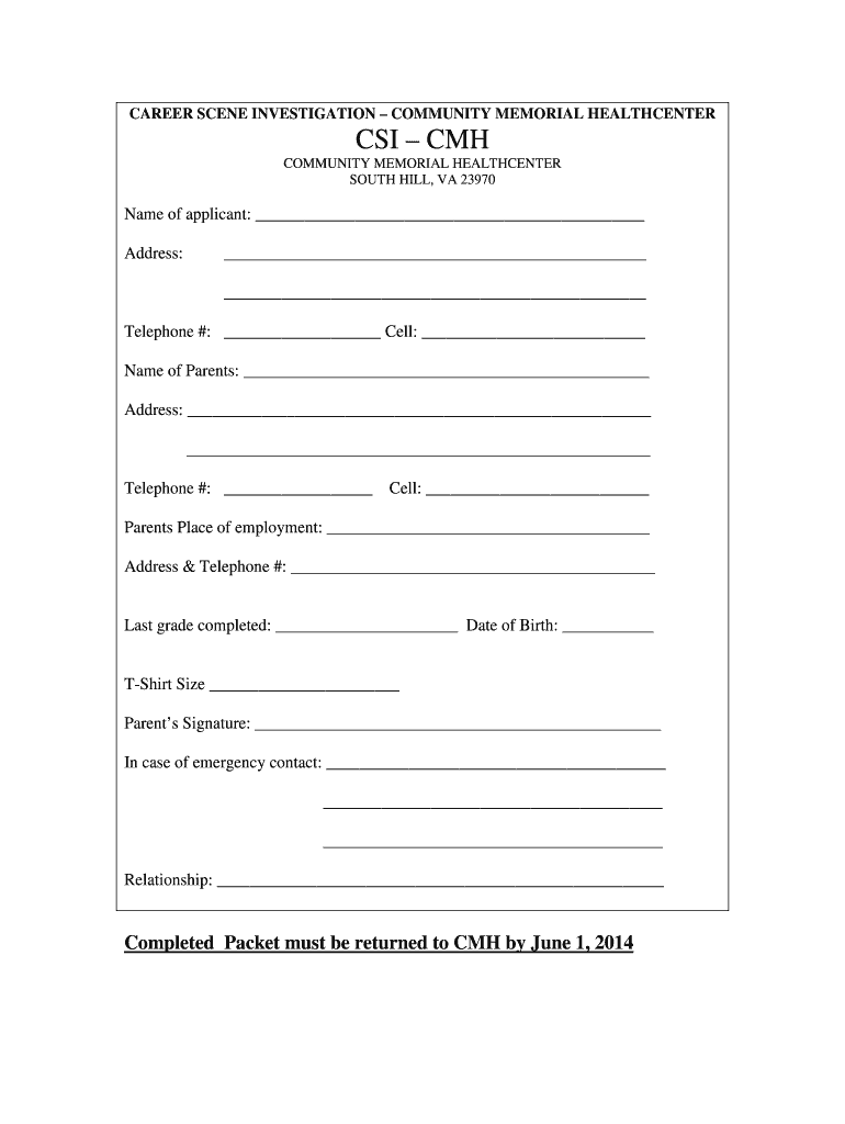 Fillable Online vcu-cmh COMMUNITY MEMORIAL HEALTHCENTER Fax Email Print ...