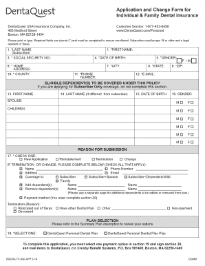 Fillable Online Application and Change Form for Individual amp Family ...