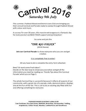 Fillable Online CARNIVAL ENTRY FORM Fax Email Print - pdfFiller