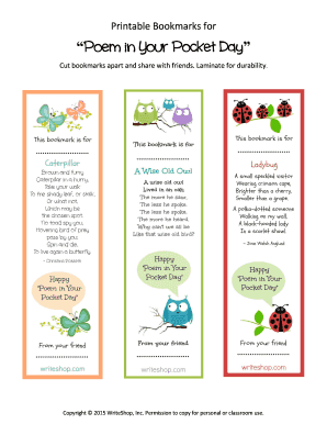 Fillable Online Printable Bookmarks for Fax Email Print - pdfFiller