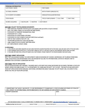Fillable Online ic uci UCI International Center OPT STEM Extension ...