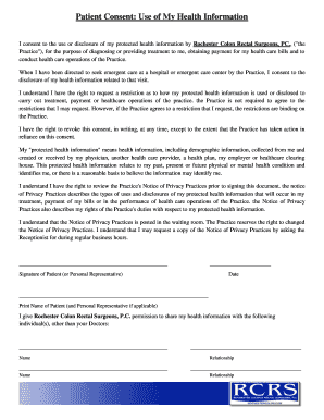 Fillable Online Patient Consent Use of My Health Information Fax Email ...