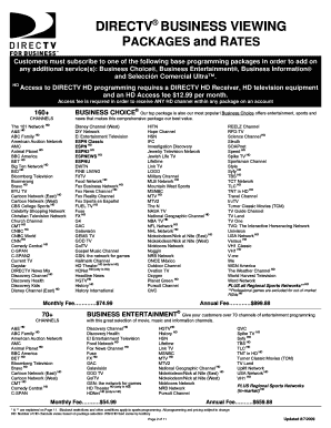 Fillable Online DIRECTV BUSINESS VIEWING - Sat-Link Communications Fax ...