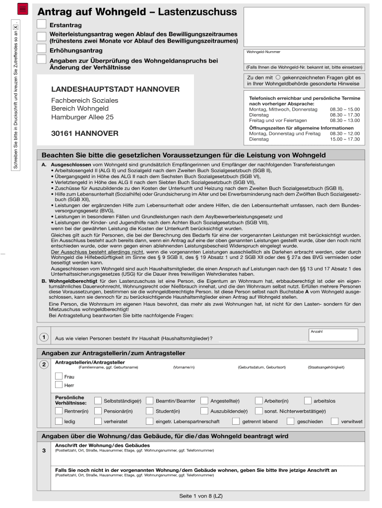 Ausfüllbar Online Antrag auf Wohngeld Lastenzuschuss - Formularserver ...