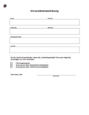 Ausfüllbar Online Einverst ndniserkl rung - Formulare der Landeshauptstadt Hannover Fax Email ...