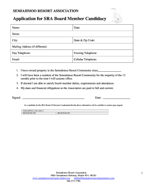 Fillable Online Application for SRA Board Member Candidacy - Semiahmoo ...