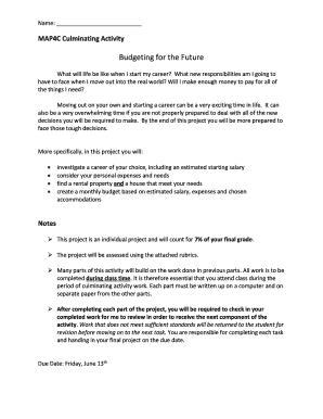 Fillable Online Budgeting for the Future - gilbertmathcom Fax Email ...