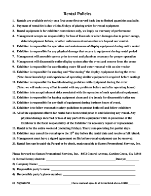 Fillable Online Rental Policies - bmarineaquariumexpobbcomb Fax Email ...