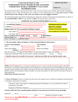 Fillable Online Snohomish county board of equalization for review of real property Fax Email ...