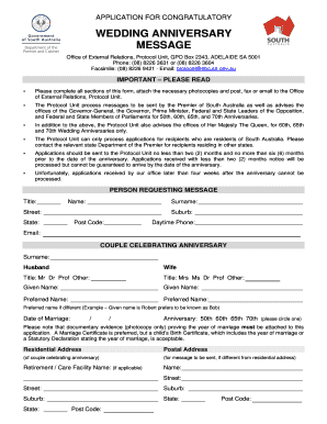 Fillable Online Anniversary Application FormNEWdoc Fax Email Print ...
