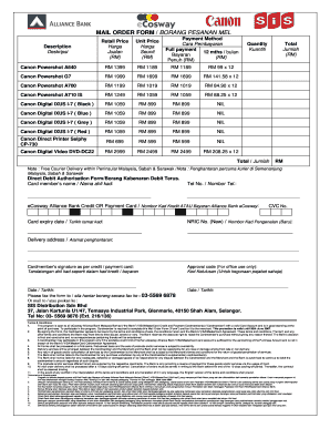 Fillable Online MAIL ORDER FORM BORANG PESANAN MEL Fax Email Print ...