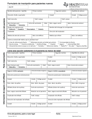Fillable Online HTPN New Patient Registration Packet Spanish - BHWI New ...
