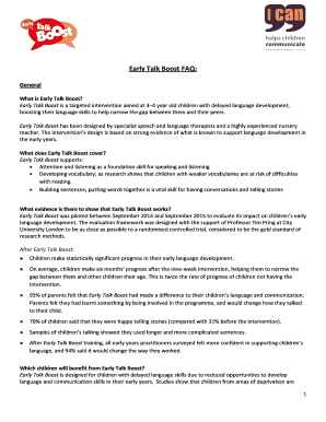 Fillable Online Early Talk Boost FAQ: Fax Email Print - pdfFiller