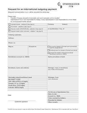 Fillable Online sparekassenfaaborg Request for an international ...