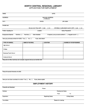 Fillable Online ncrl NORTH CENTRAL REGIONAL LIBRARY APPLICATION FOR ...