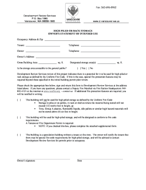 Fillable Online ccfd5 HIGH-PILED OR RACK STORAGE OWNERS STATEMENT OF ...