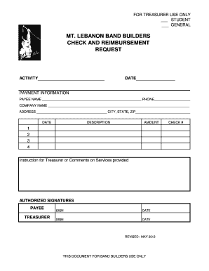 Fillable Online Check & Reimbursement Request Form Fax Email Print ...