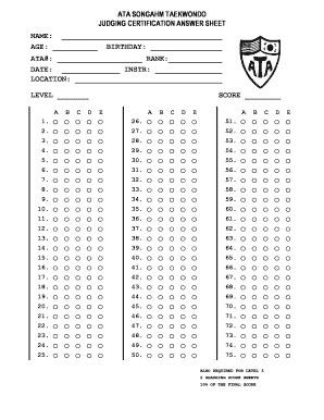 Fillable Online Ata songahm taekwondo judging certification answer ...