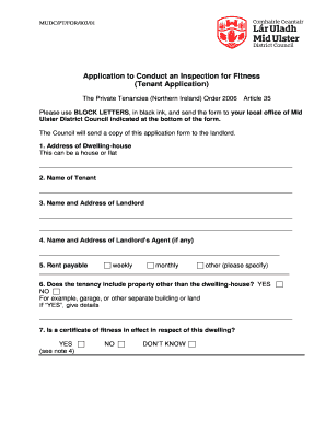 Fillable Online midulstercouncil Tenant Application - Mid Ulster ...