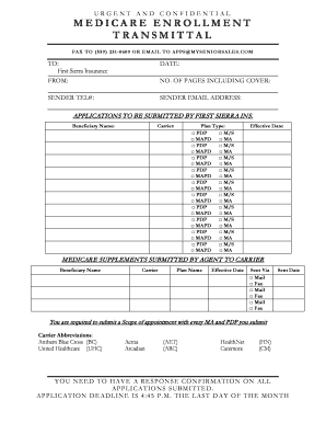 Fillable Online Medicare Application Fax Form - First Sierra Insurance ...