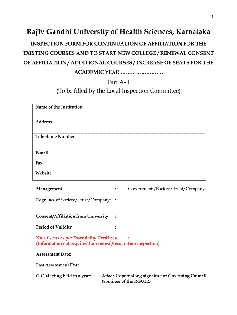 Fillable Online LIC bInspection Format forb Medical Faculty 2016-17 and ...