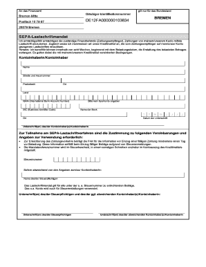 Ausfüllbar Online finanzen bremen SEPA-Lastschrift-Mandat - Bremen Fax ...