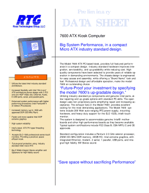 Fillable Online Preliminary DATA SHEET 7600 ATX Kiosk Computer Big ...