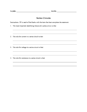 Fillable Online Series Circuits Worksheet - hammiversecom Fax Email ...